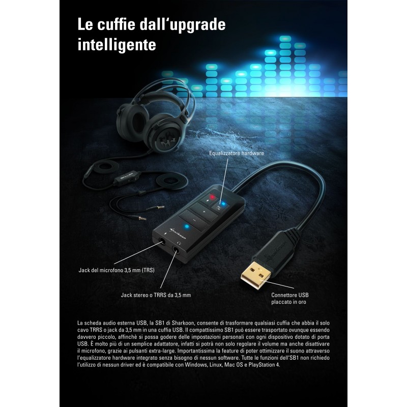 Scheda audio USB esterna Sharkoon SB1 - USB SOUND CARD